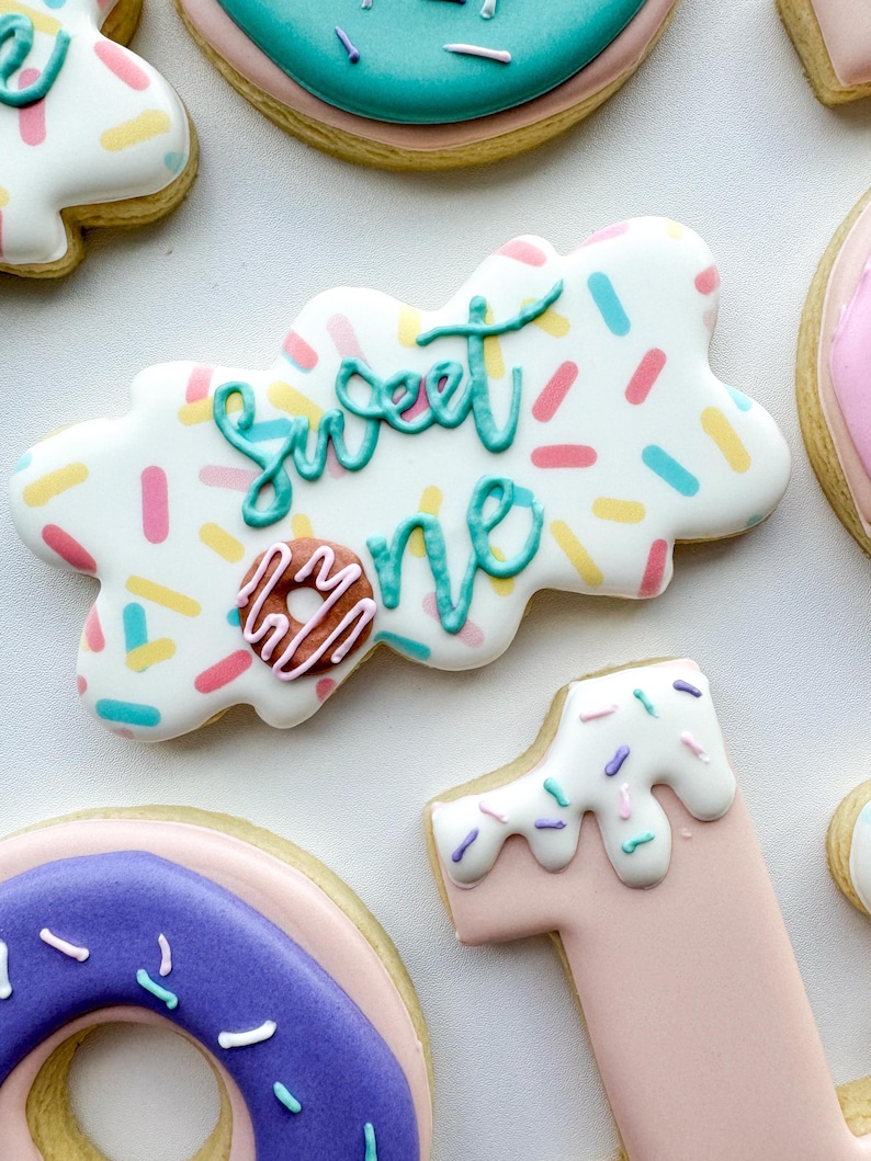 Donut Birthday Sugar Cookies, Donut Baby Shower Cookies, Sweet One ...