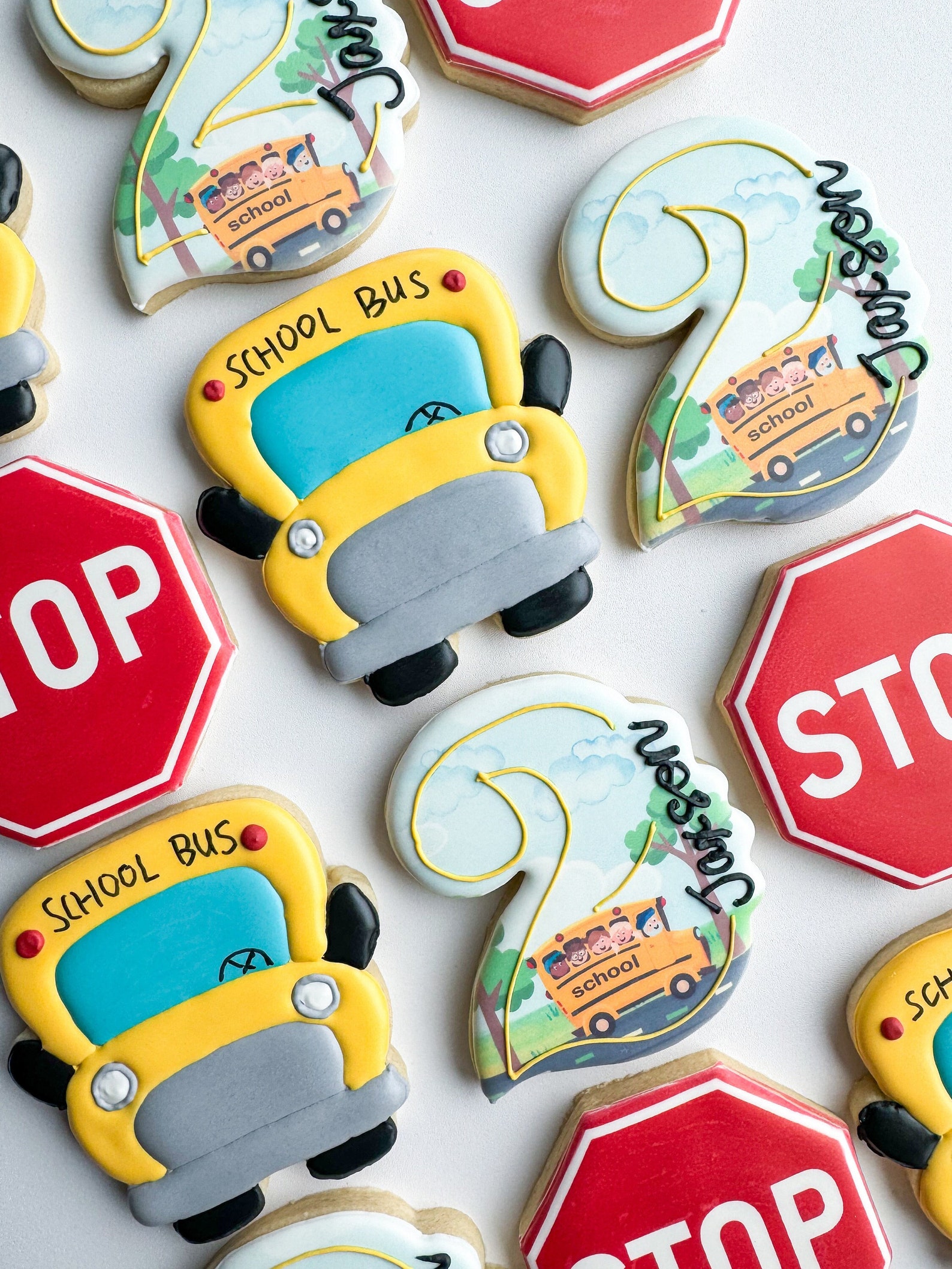 School Bus Birthday Sugar Cookies, Wheels on the Bus Boy 2nd Birthday ...