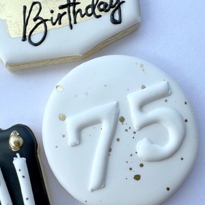 Custom 70th Birthday Cookies, Minimalist Personalized Black and Gold ...