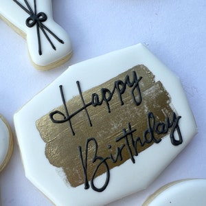 Custom 70th Birthday Cookies, Minimalist Personalized Black and Gold ...