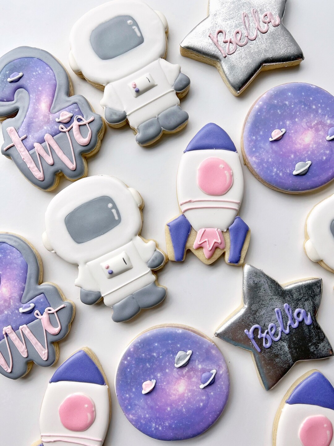 Girl Outer Space Birthday Cookies, Two the Moon Party Favors, Pink ...