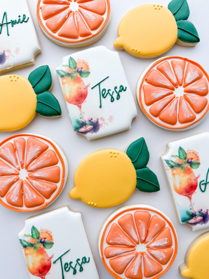 Orange Aperol Spritz Personalized Sugar Cookies, Retro Vintage Citrus ...