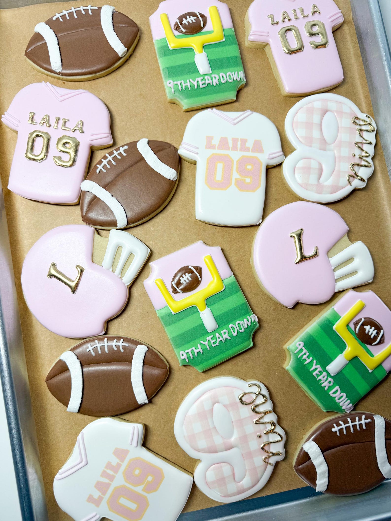 First Year Down Football Birthday Boy Sugar Cookies, Personalized ...