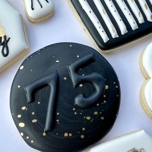 Custom 70th Birthday Cookies, Minimalist Personalized Black and Gold ...