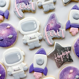 Outer Space Birthday Sugar Cookies, Rocket Cookies, Astronaut Cookies ...