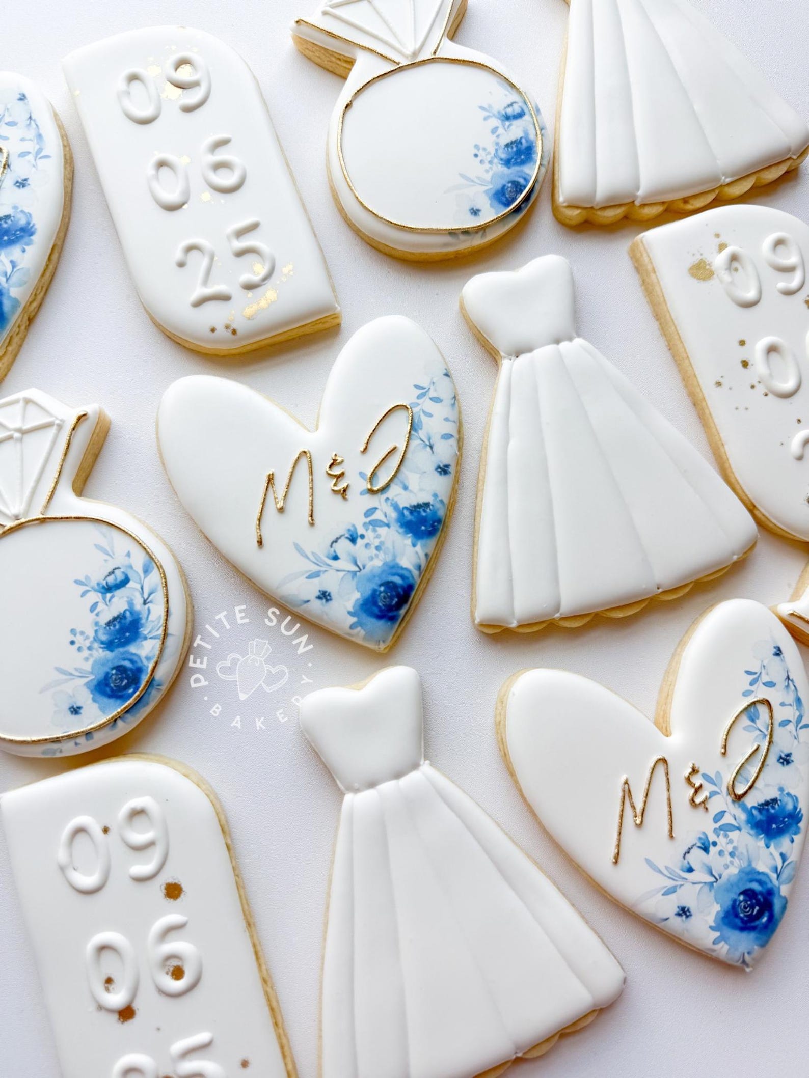 Something Blue Bridal Shower Cookies, Personalized Dusty Blue Gold ...