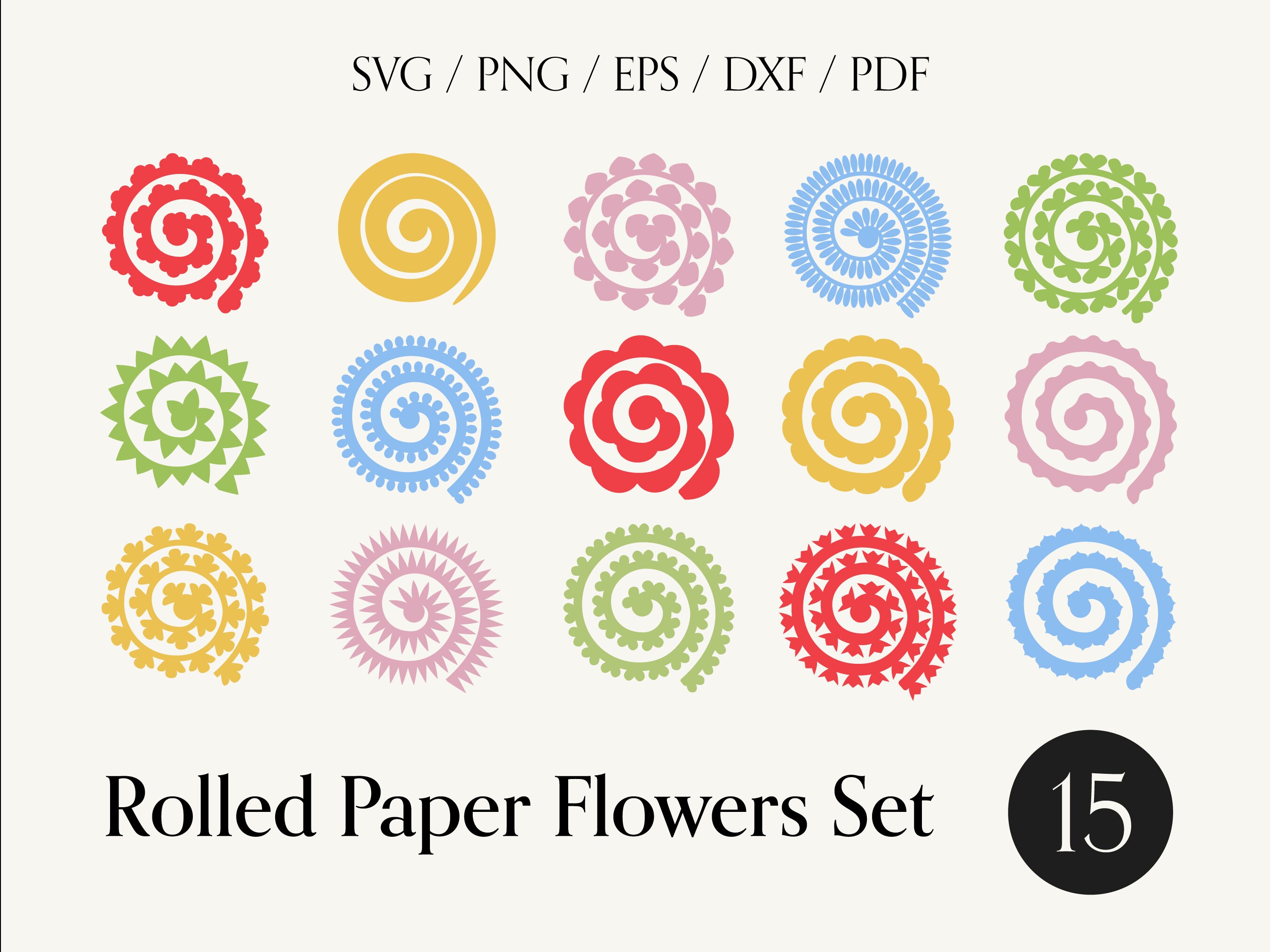 Rolled Flower SVG Set Paper Flower Svg Digital Download - Etsy