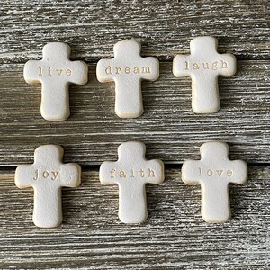 Pocket Cross | Handheld Comfort Cross | White and Gold Polymer Clay ...