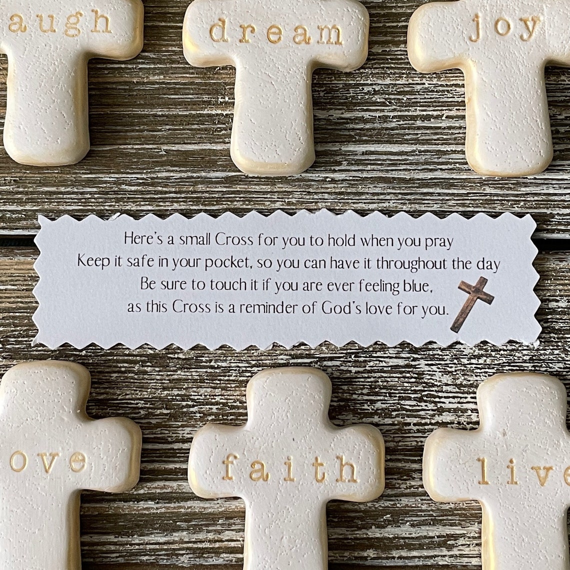 Pocket Cross | Handheld Comfort Cross | White and Gold Polymer Clay ...