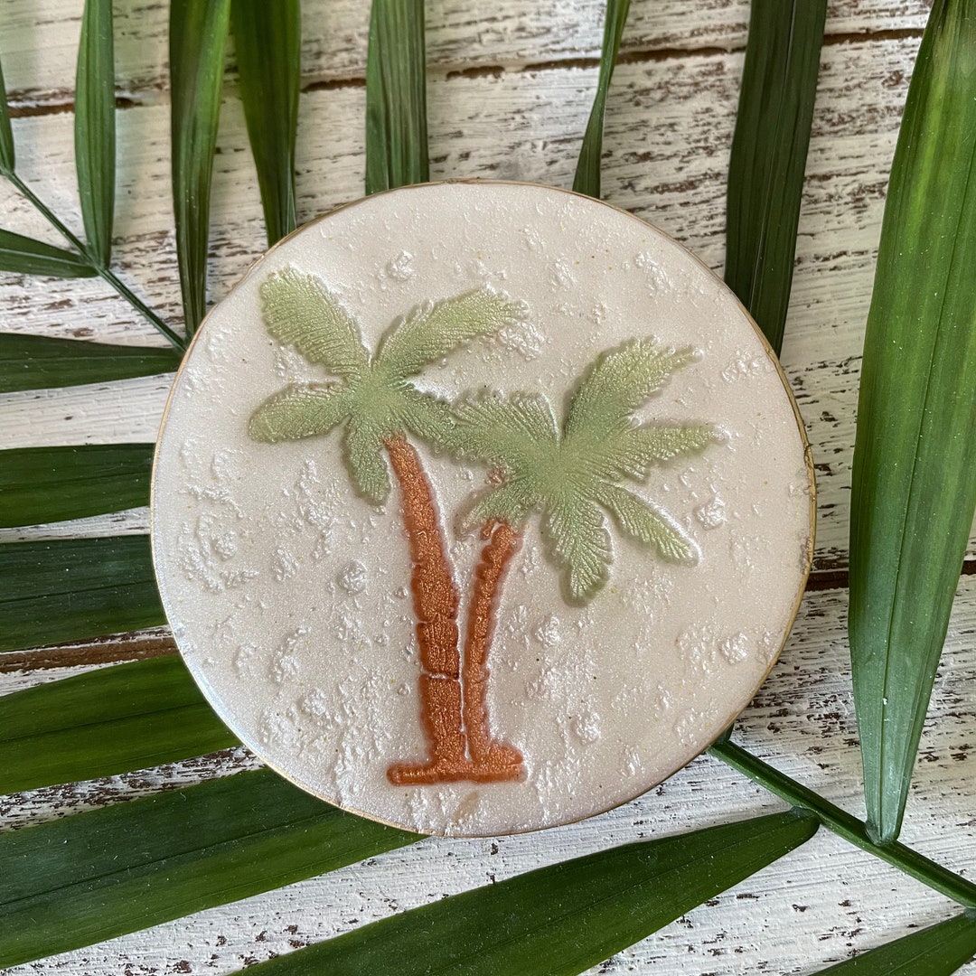 Palm Tree Coaster: Handmade Resin Coastal Decor - Etsy