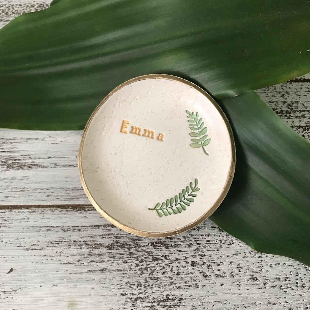Fern Leaf Polymer Clay Ring Dish | PERSONALIZED Nature Lover Bowl ...