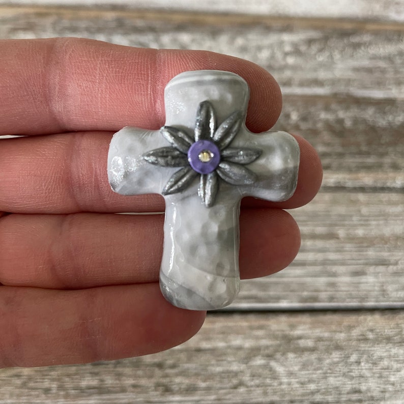 Pocket Cross Handheld Comfort Cross for Prayer Clay Cross - Etsy