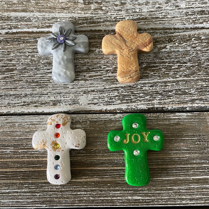 Pocket Cross Handheld Comfort Cross for Prayer Clay Cross - Etsy