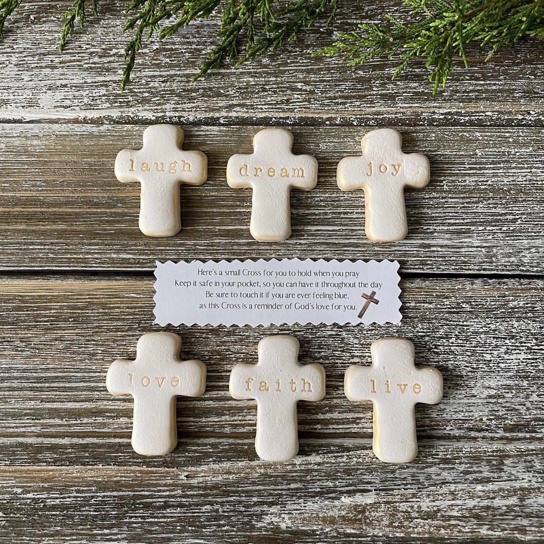 Pocket Cross | Handheld Comfort Cross | White and Gold Polymer Clay ...