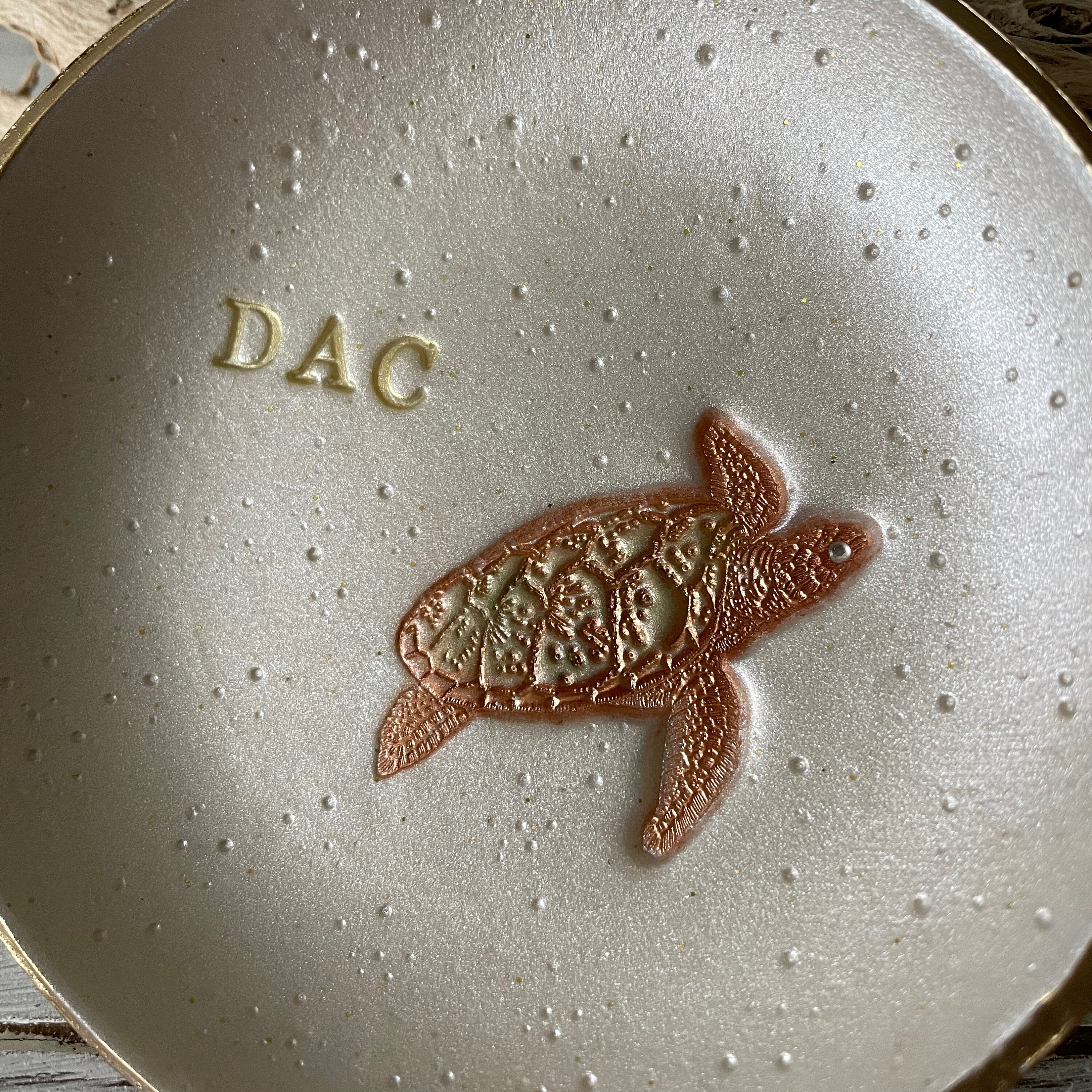 SEA TURTLE Polymer Clay Ring Dish | Coastal PERSONALIZED Trinket Bowl ...