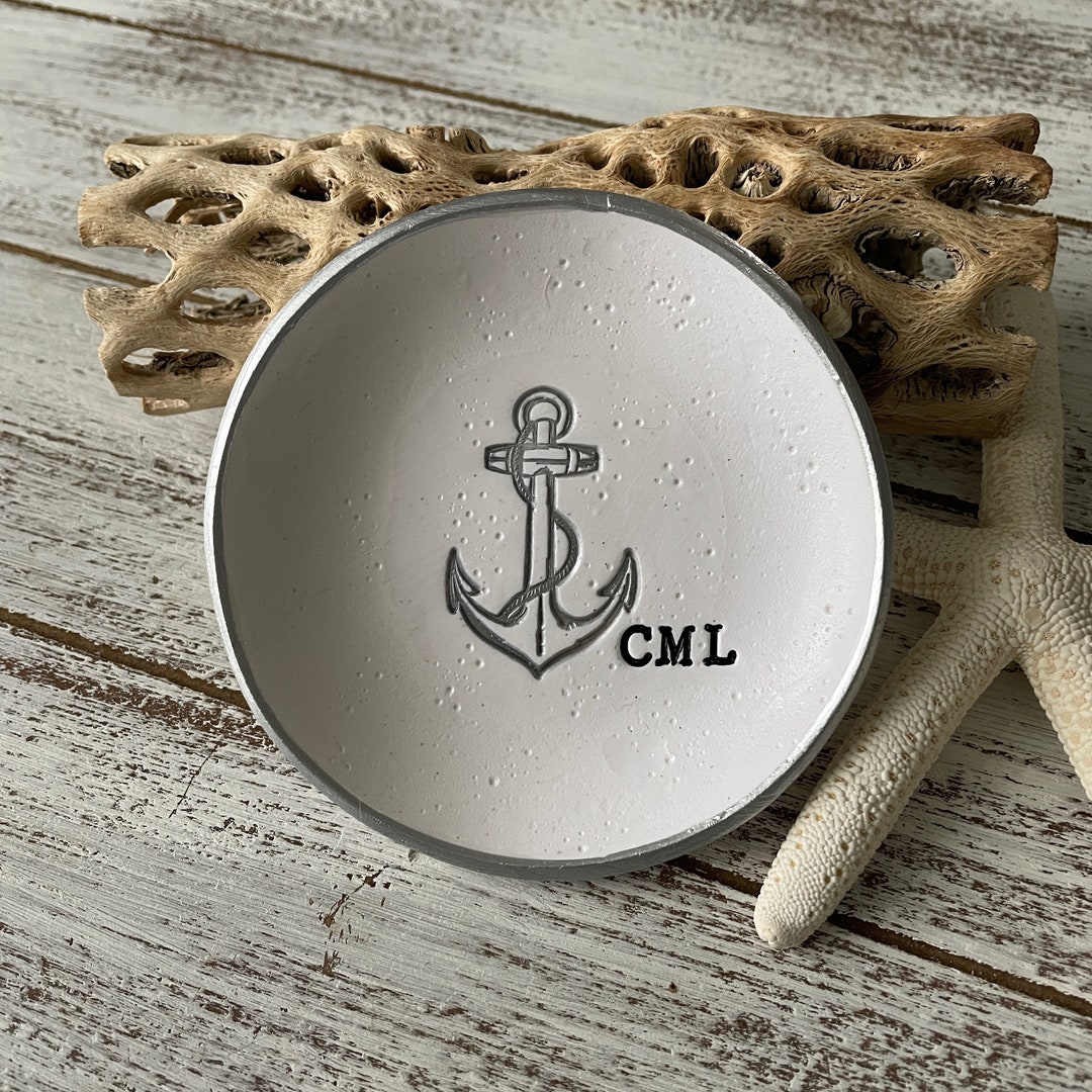 ANCHOR Polymer Clay Ring Dish | Nautical PERSONALIZED Bowl | Minimalist ...