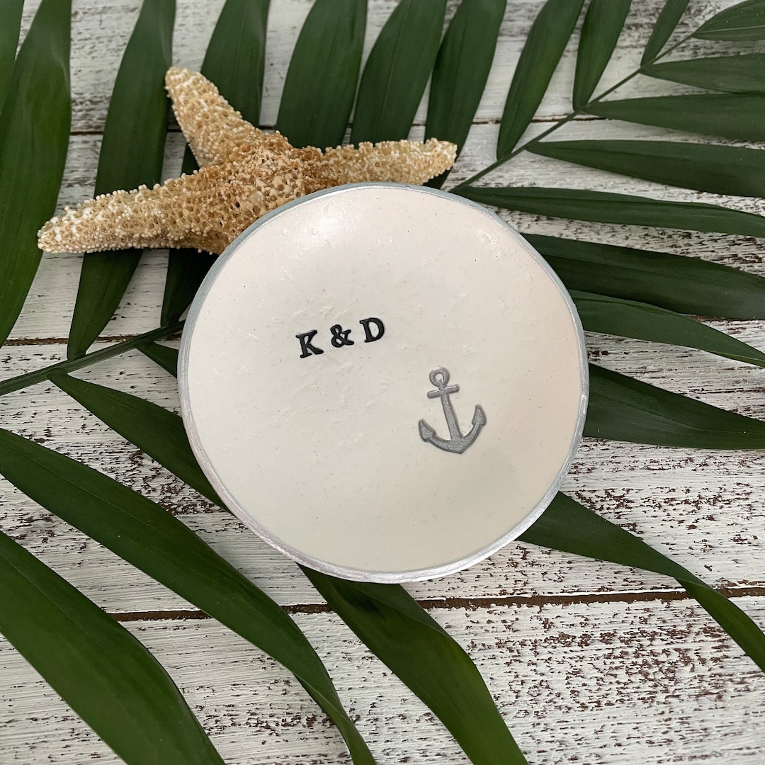 ANCHOR Polymer Clay Ring Dish | Nautical PERSONALIZED Bowl for Wedding ...