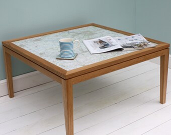 Antique Styled Distressed World Map Coffee Table With Glass Top - Etsy UK