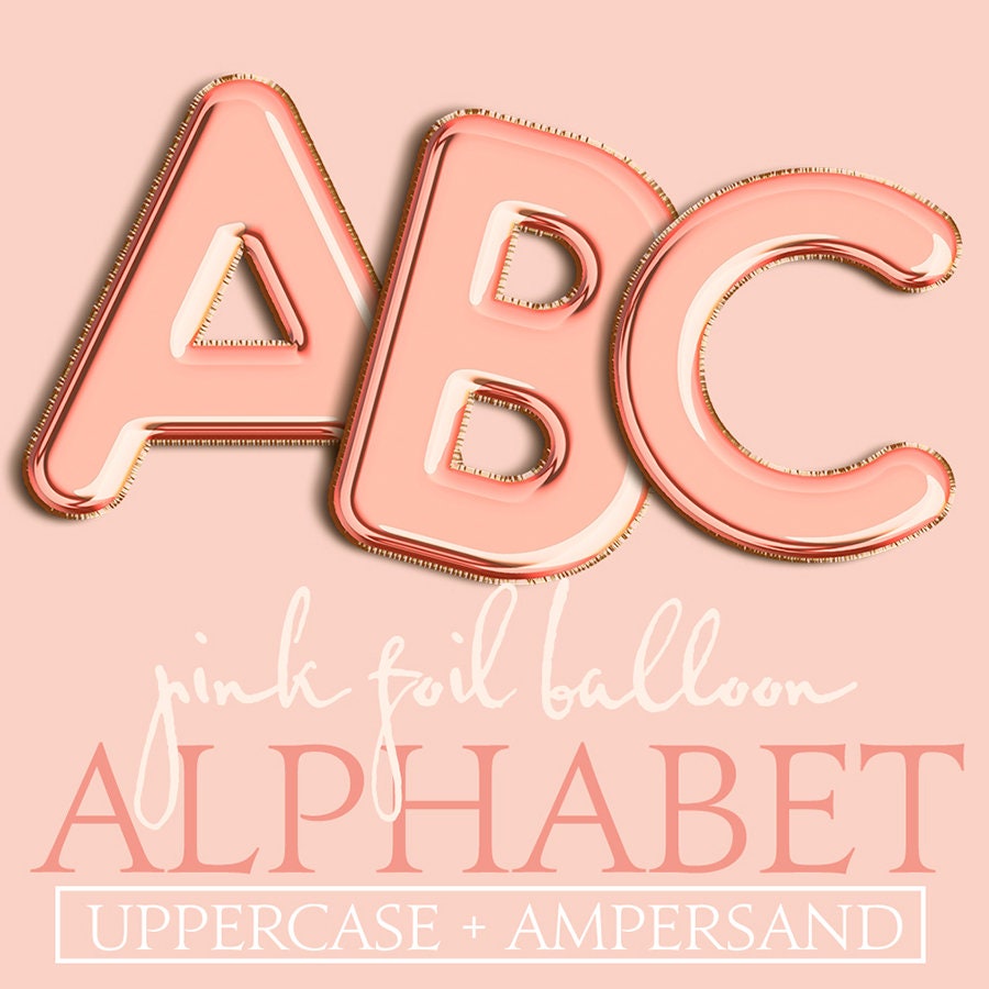 Pink Foil Balloon Alphabet Commercial Use Instant Download | Etsy
