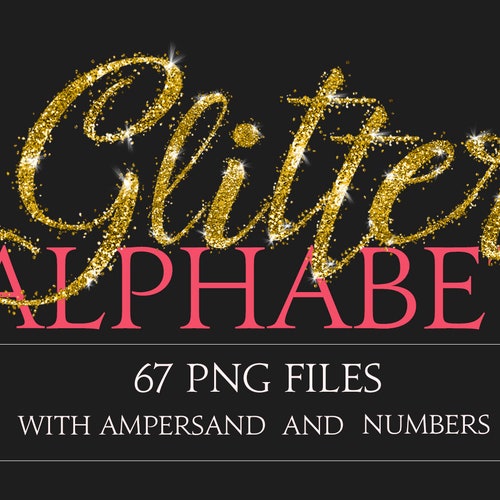 Purple Glitter Alphabet Clipart. Letters Numbers Digital | Etsy