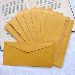 10 Windowed Envelopes- Kraft Paper - Etsy