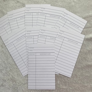 10 White Library Book Checkout Cards for Crafting - Etsy