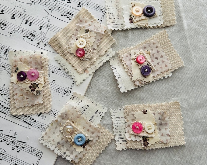 6 Snippet Fabric Lace Button Clusters for Junk Journals or Crafting - Etsy