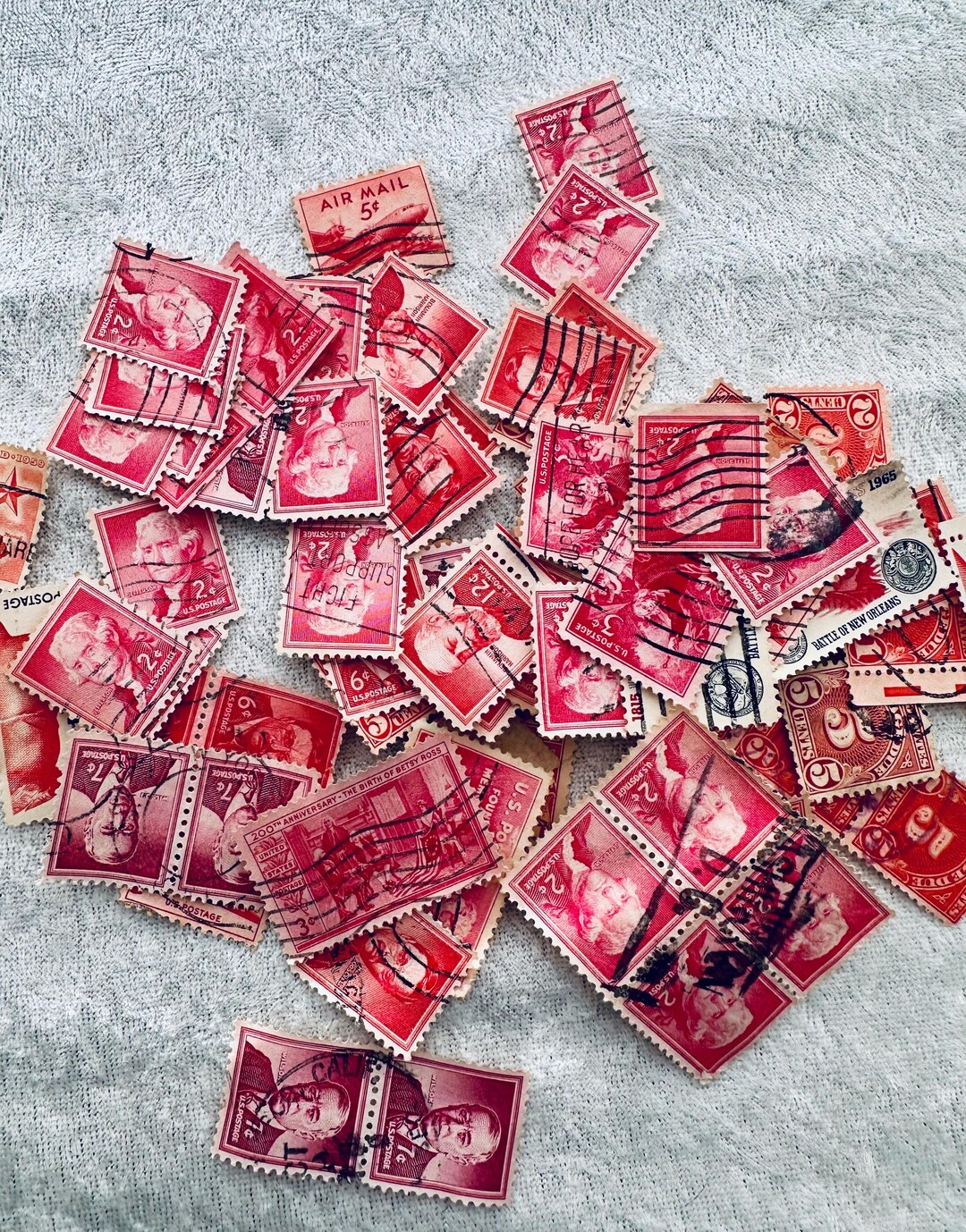 75 Vintage Red Postage Stamps - Etsy