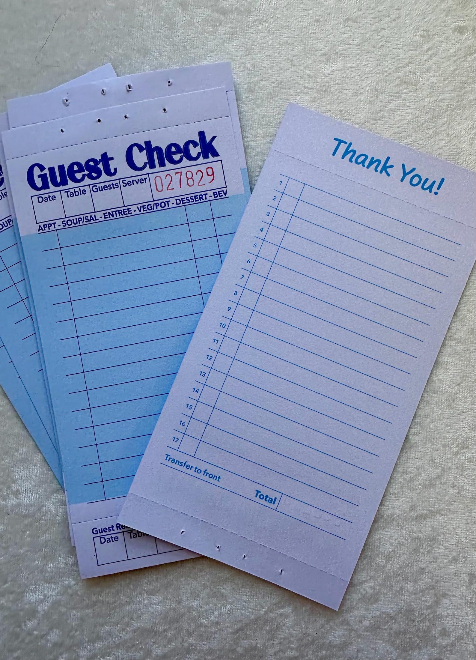 Blue and White Guest Check Bundle of 25 | Numbered Card Stock Supplies ...