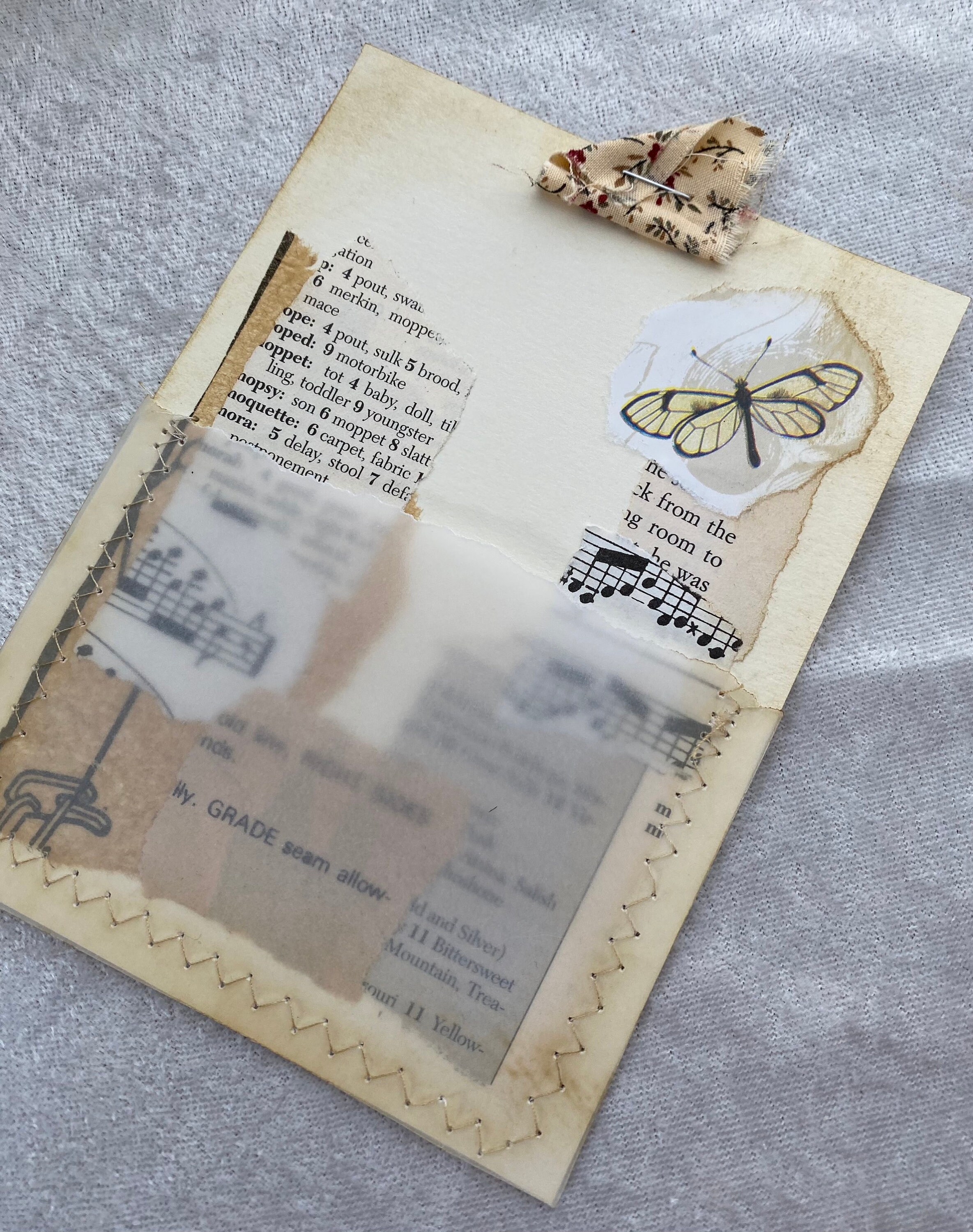 Sewn and Stuffed Vellum Pocket or Topper for Junk Journal - Etsy