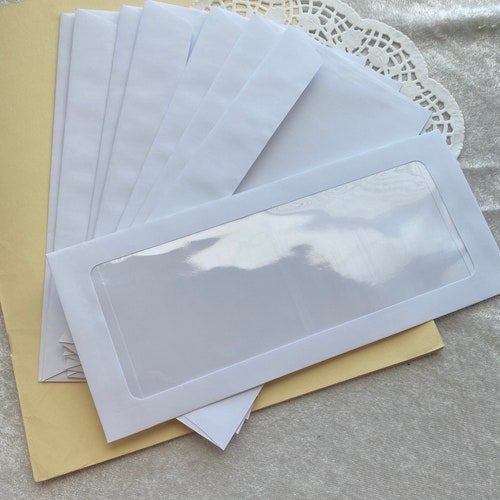 8 Mini White Windowed Envelopes | Etsy