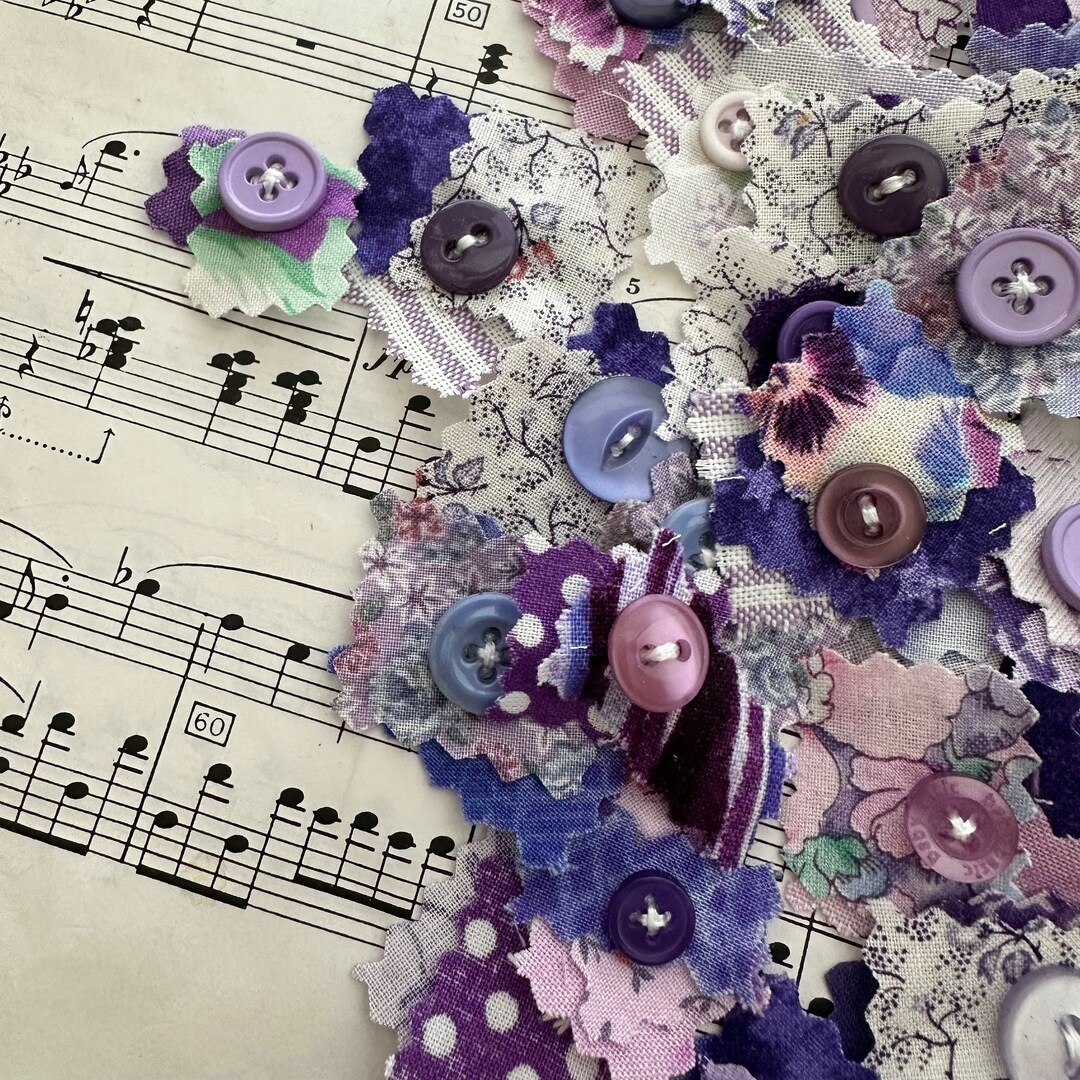 12 Mini Snippet Fabric Clusters (assorted Purples) Mini Collage for ...