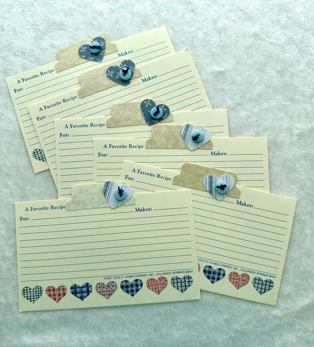 6 Decorated Heart Recipe Cards - Etsy