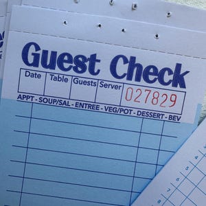 Blue and White Guest Check Bundle of 25 | Numbered Card Stock Supplies ...
