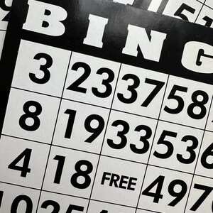 Six Black and White Bingo Cards - Etsy