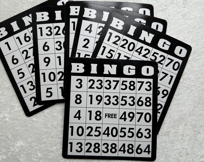 Six Black and White Bingo Cards - Etsy