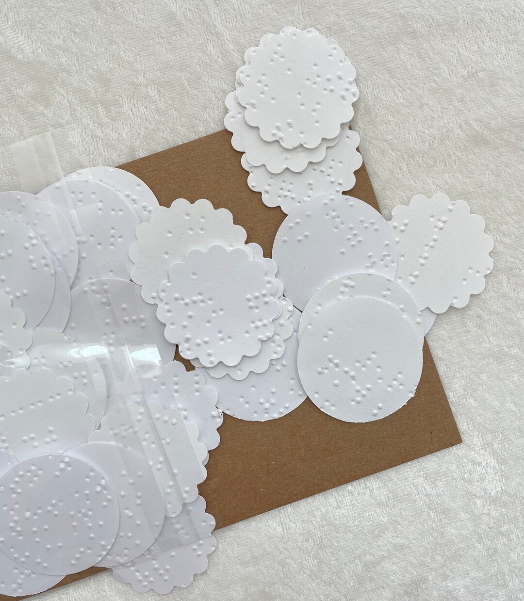 40 Braille Paper Circle/scallop Punched Pieces - Etsy