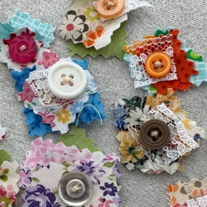 12 Mini Snippet Fabric Clusters (assorted Colors) Mini Collage for Junk ...