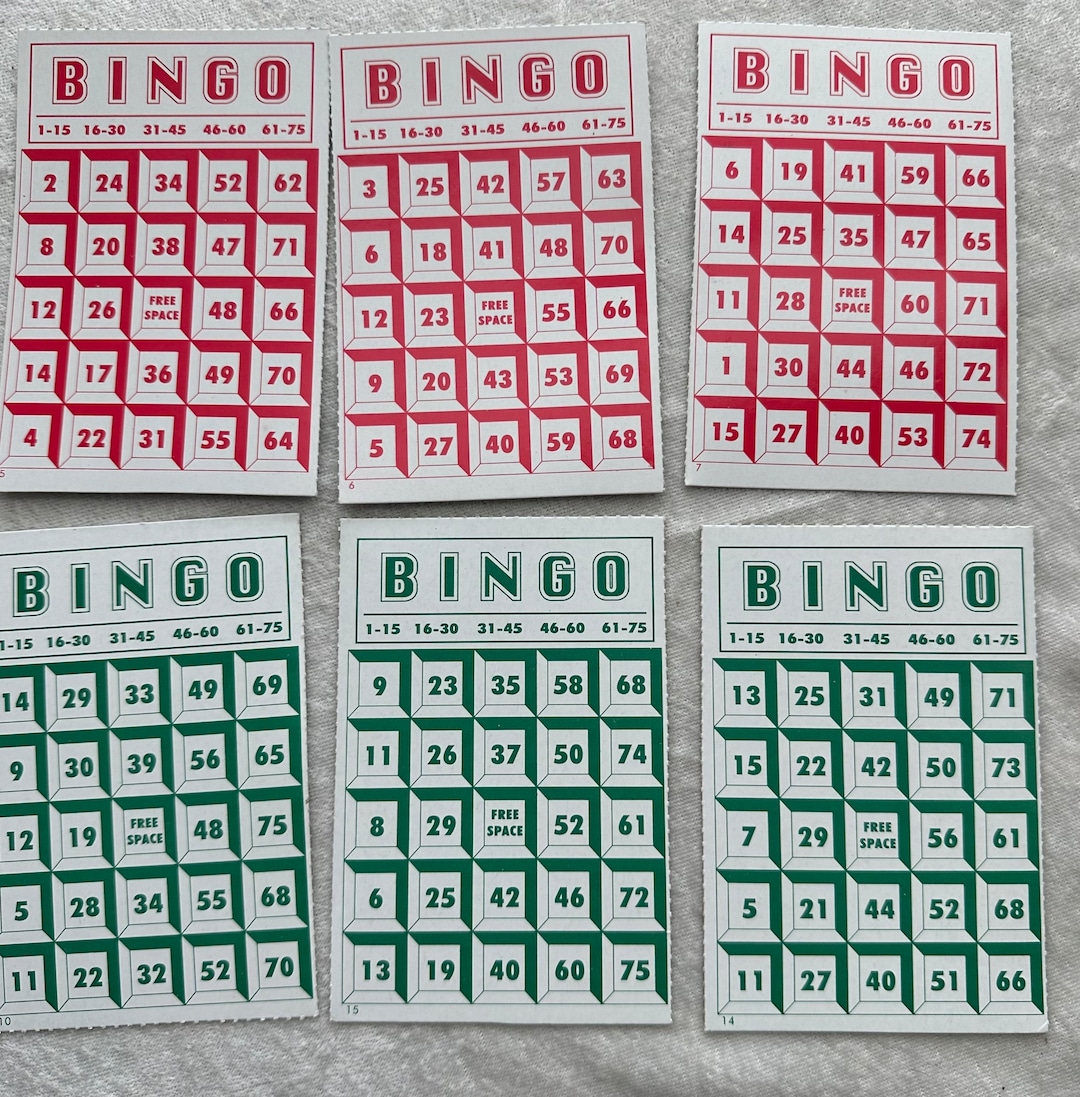 6 Small Bingo Cards 3 Red 3 Green for Junk Journals - Etsy