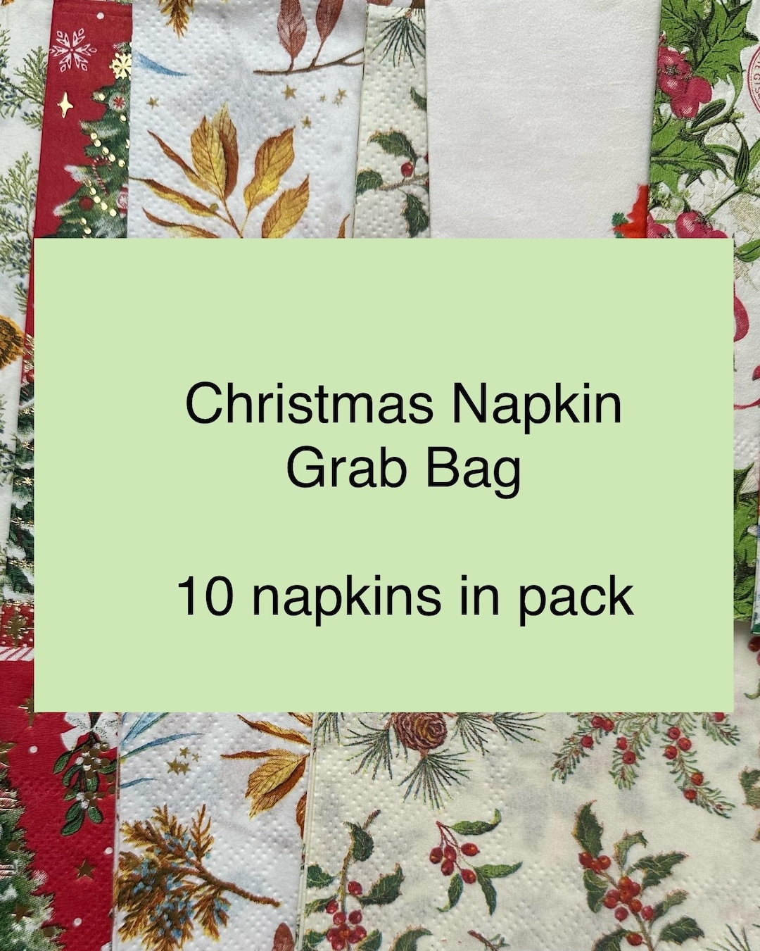 10 Christmas Paper Napkin Grab Bag for Crafting and Decoupage - Etsy