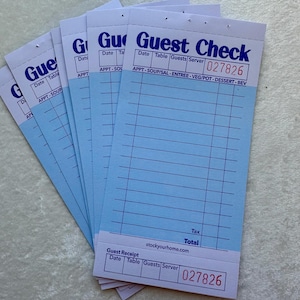 Blue and White Guest Check Bundle of 25 | Numbered Card Stock Supplies ...