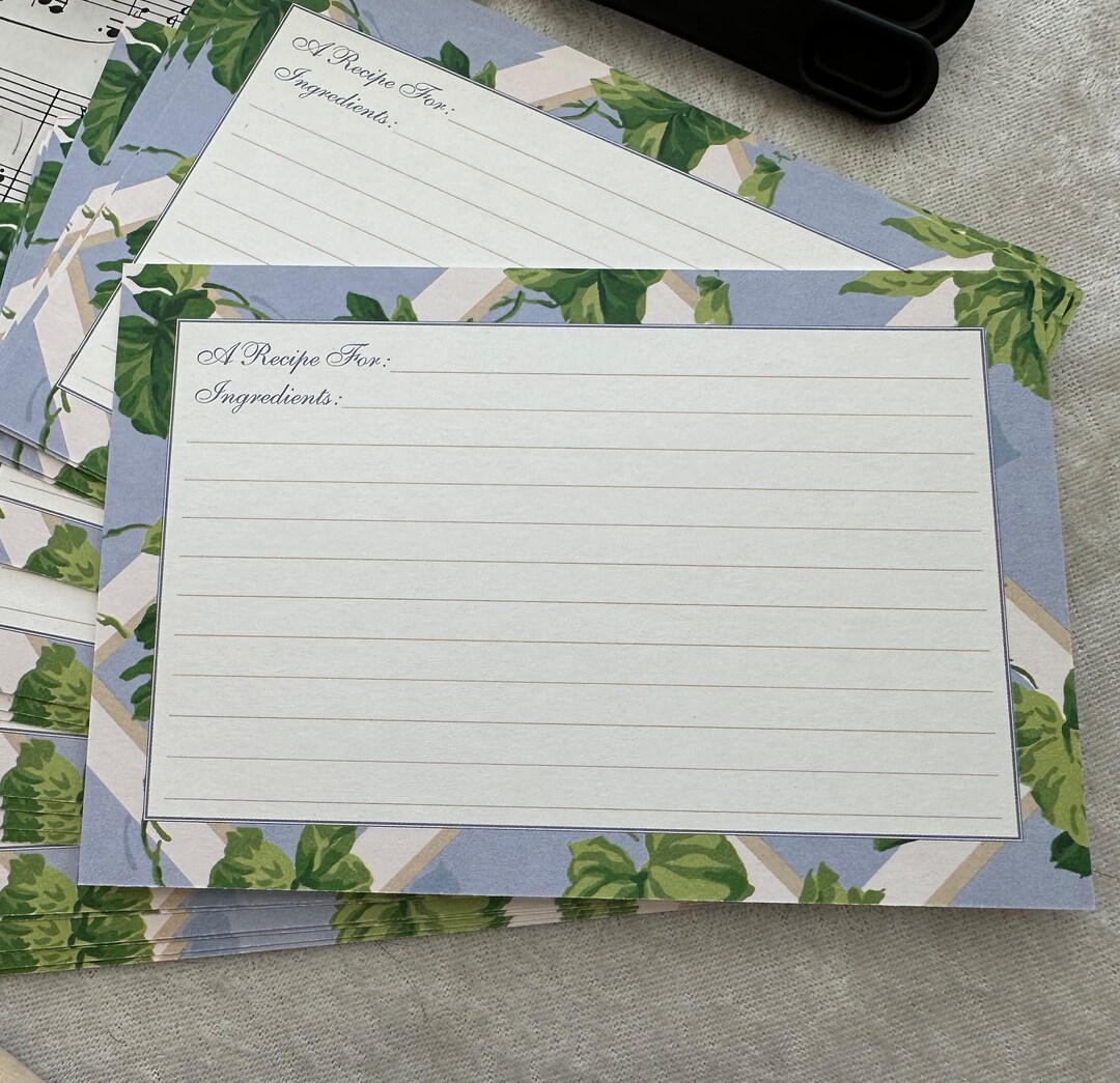 20 Blue Trellis Green Ivy Recipe Cards - Etsy