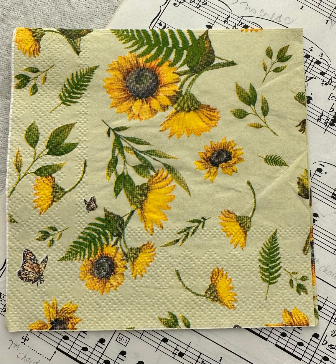 4 Sunflower Napkins-set of 8 Paper Napkins for Crafting and Decoupage ...