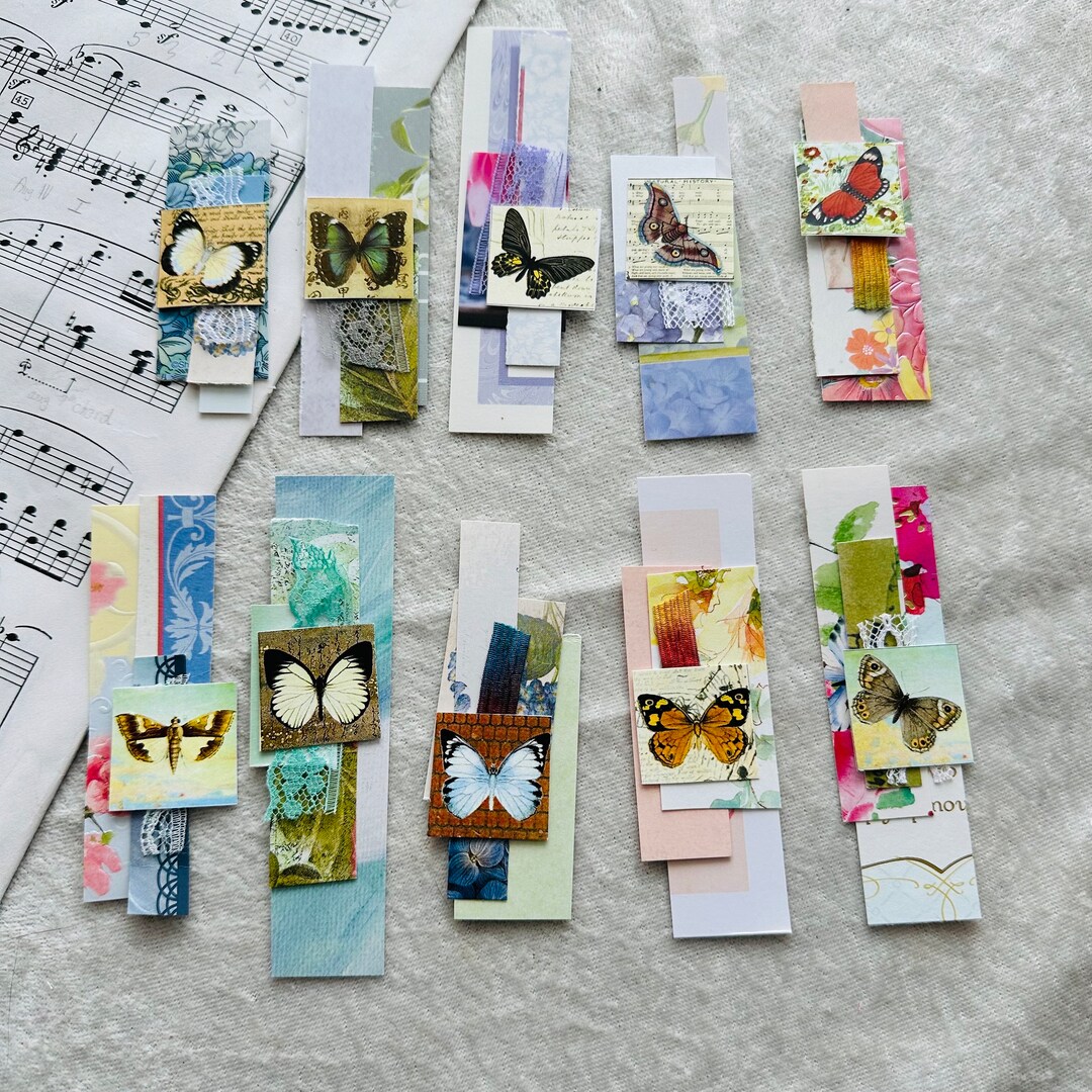 10 Small Butterfly Strip Paper Clusters, Page Edge Decorations , Mini ...