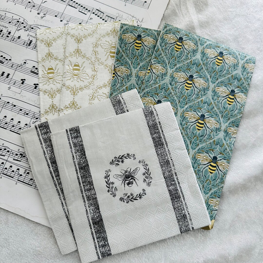 6 Bee Themed Paper Napkins for Crafting and Decoupage - Etsy