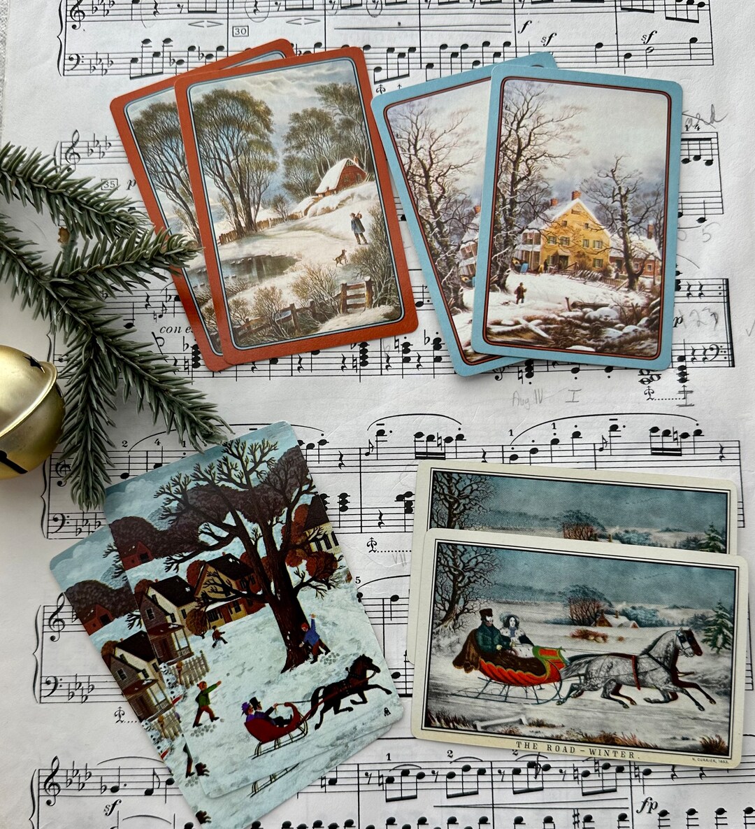 Set of 8, Assortment of Winter Scenes Playing Cards - Etsy