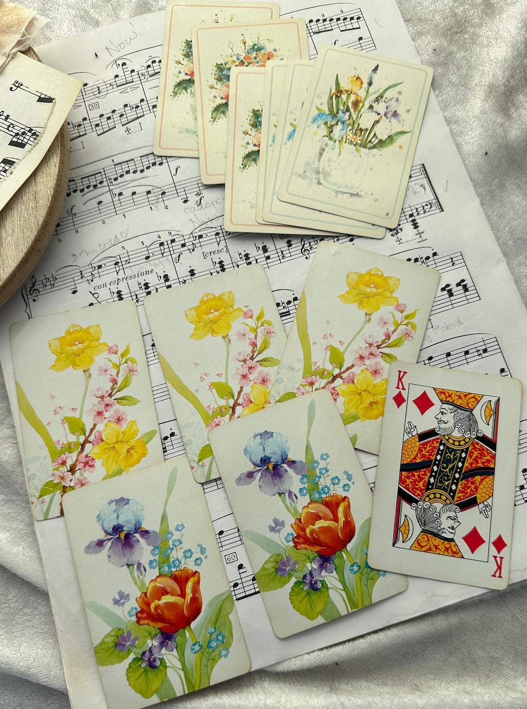 12 Assortment of Floral Playing Cards spring Colors - Etsy