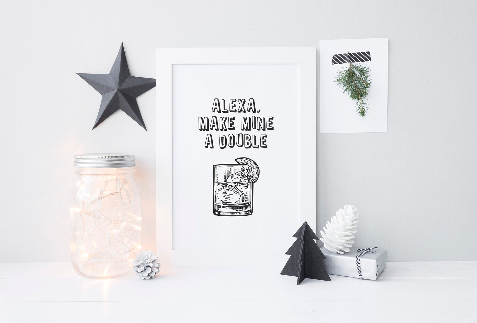 Alexa Print Alexa Make Mine A Double Home Print Kitchen - Etsy