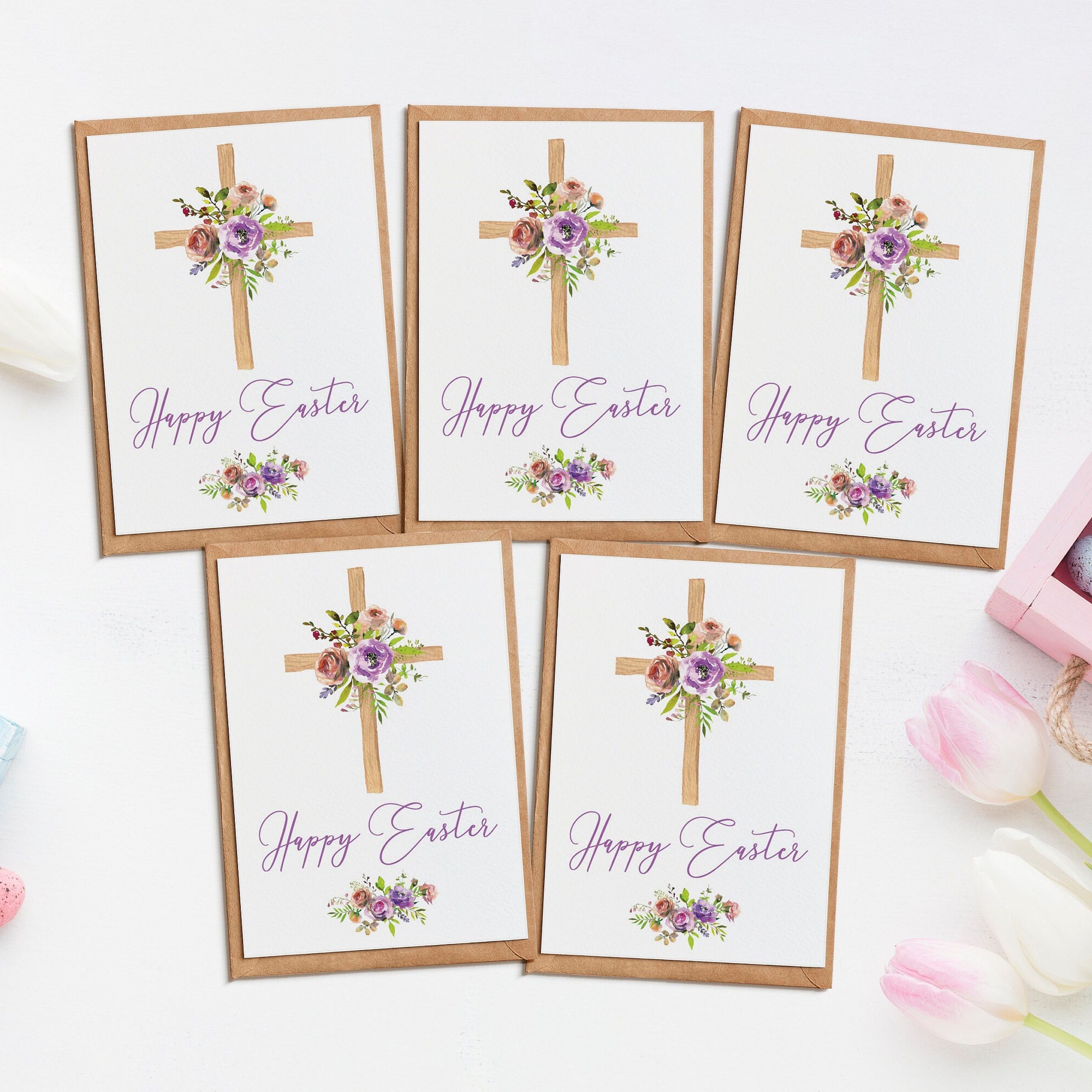 Happy Easter Cards, Religious Easter Cards, Pack of 5 Easter Cards ...
