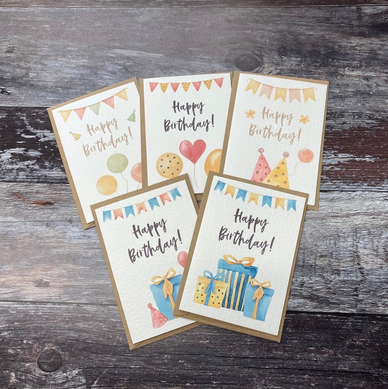 Pack of Birthday Cards, Set of Happy Birthday Cards, Cute Birthday ...